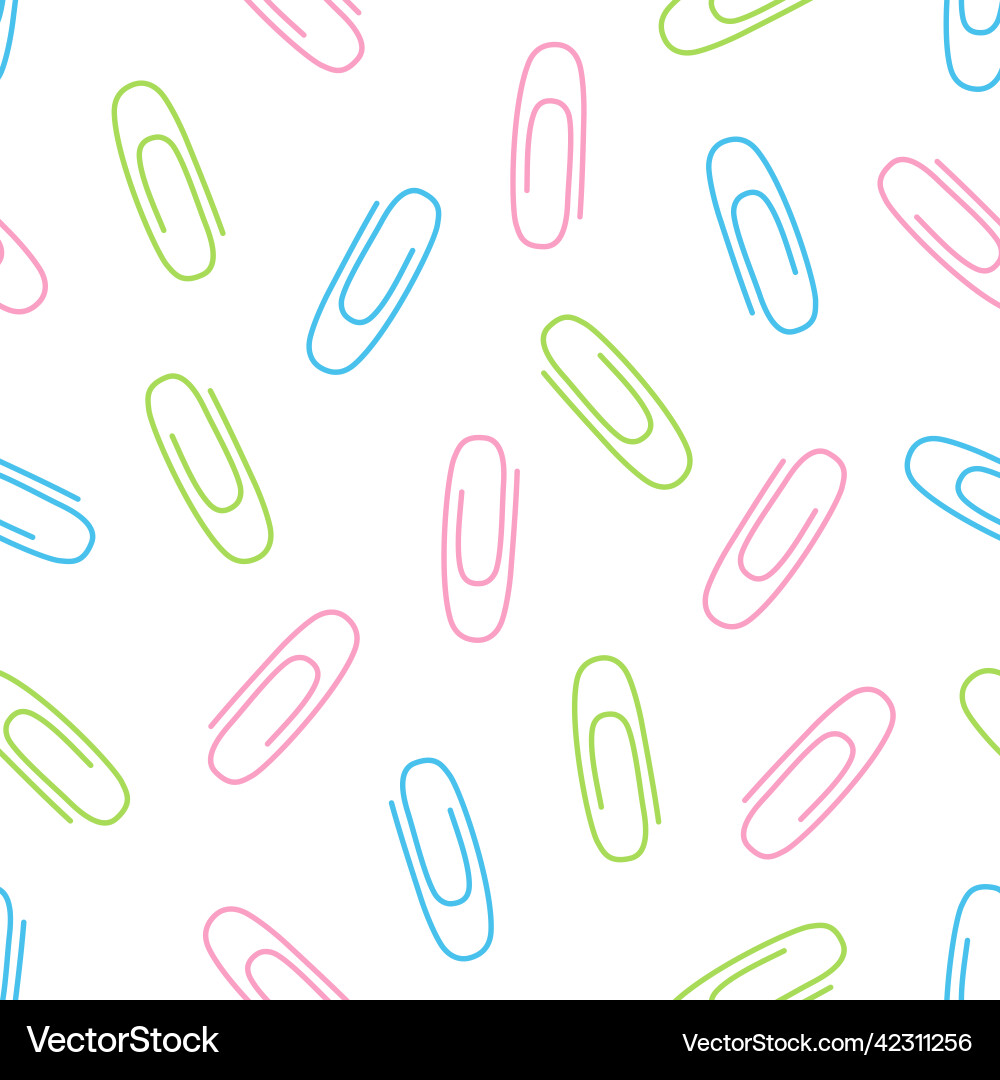 Seamless pattern with paper clips in cartoon style