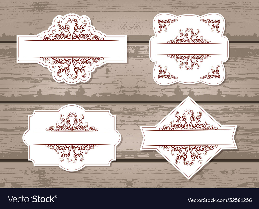 Set labels with decorative elements Royalty Free Vector
