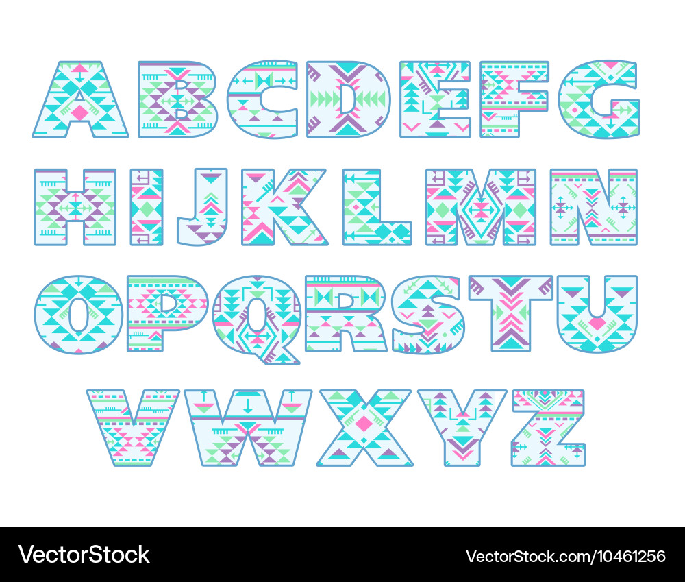 Set ornate capital letters with abstract Vector Image