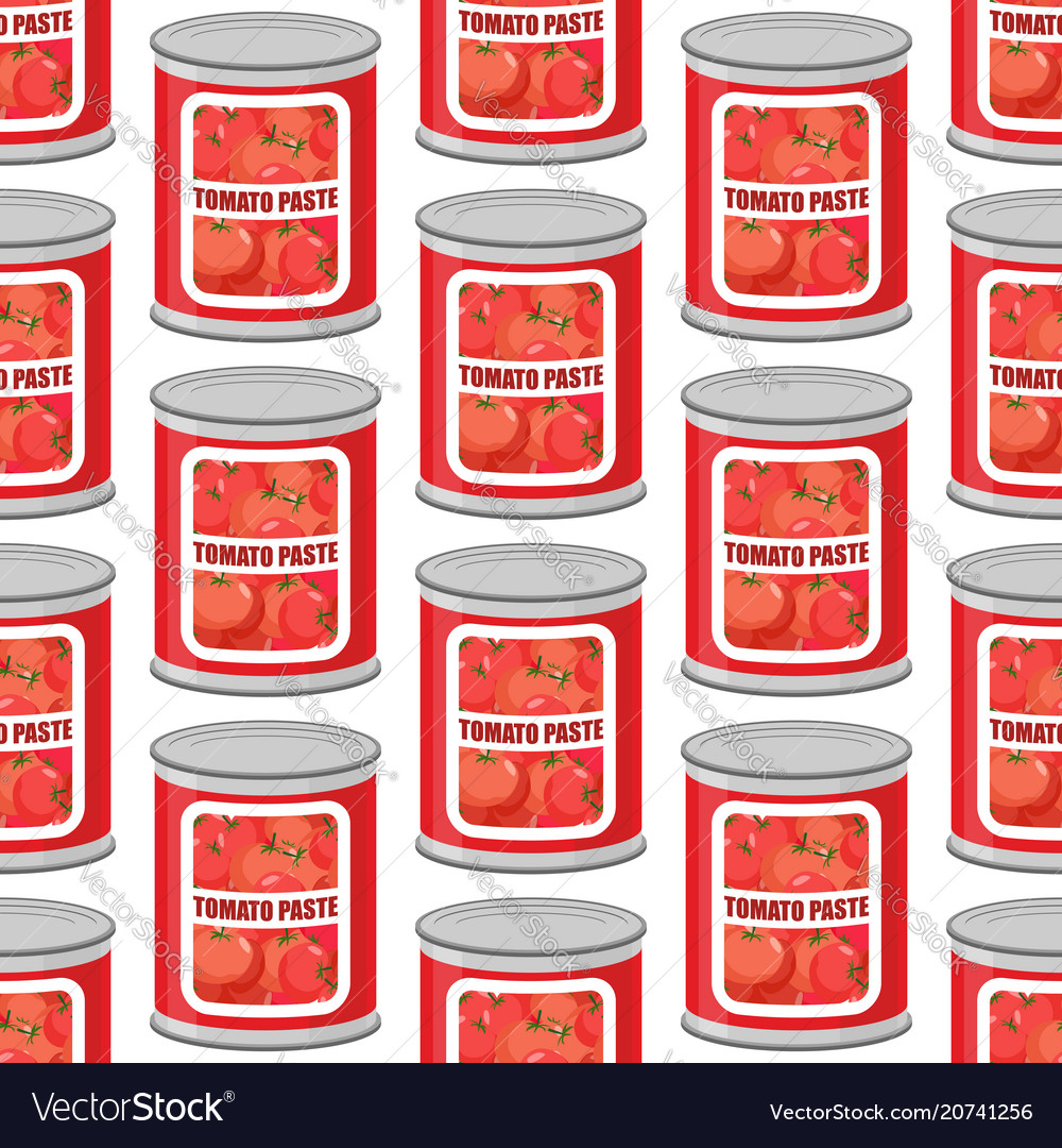 Tomato paste seamless pattern cans texture iron Vector Image