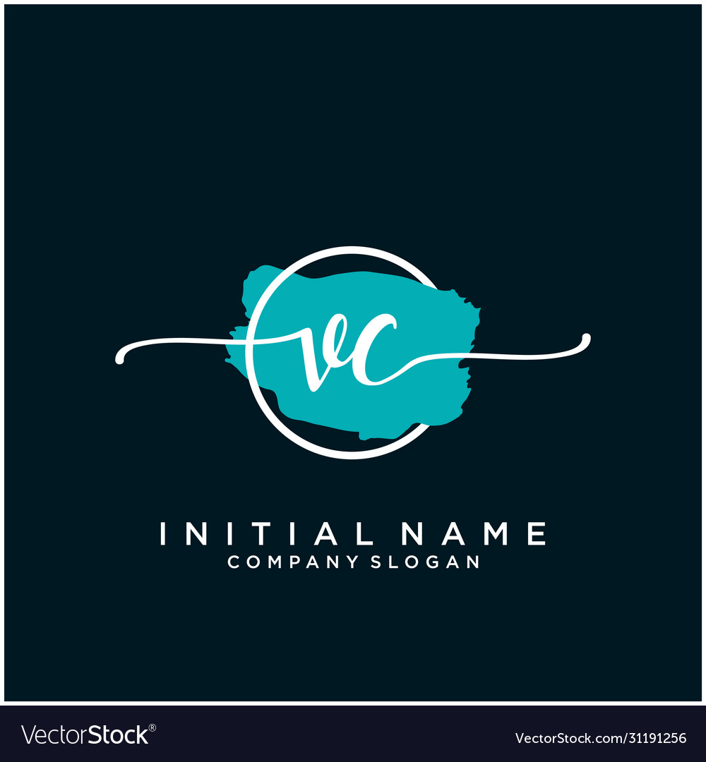 Vc initial handwriting logo design with brush Vector Image