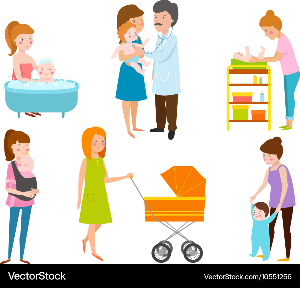 Young mother characters Royalty Free Vector Image