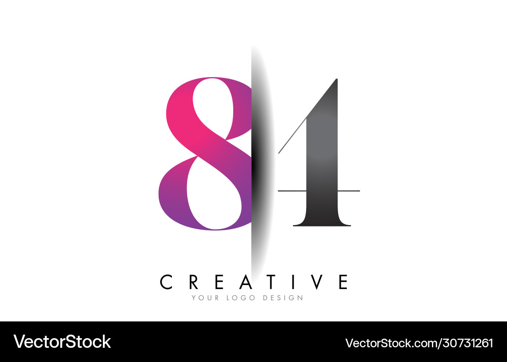 84 8 4 grey and pink number logo with creative Vector Image