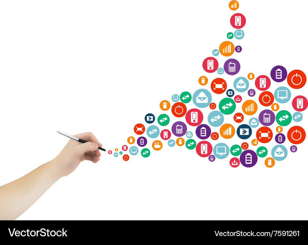 Abstract concept image of hand drawing icon Vector Image