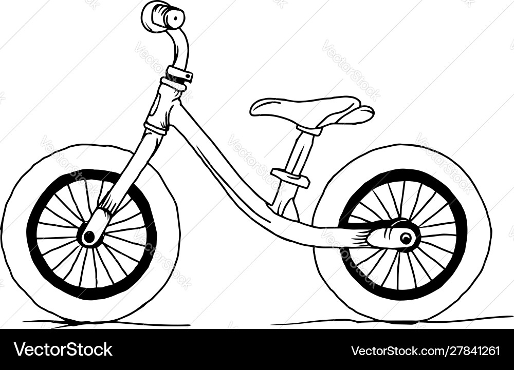 Balance bike hand drawn Royalty Free Vector Image