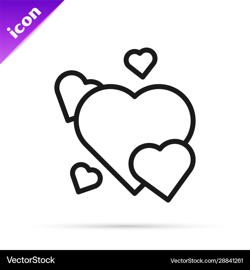 Black line heart icon isolated on white Royalty Free Vector