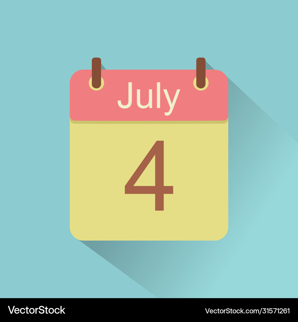 Calendar icon july 7 independence day Royalty Free Vector