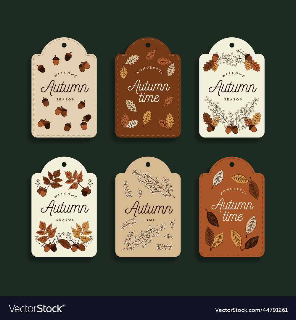 Collection vintage autumn label design Royalty Free Vector