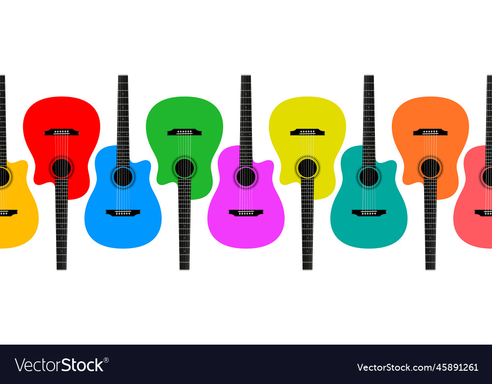 Colorful guitars in a row on white background Vector Image