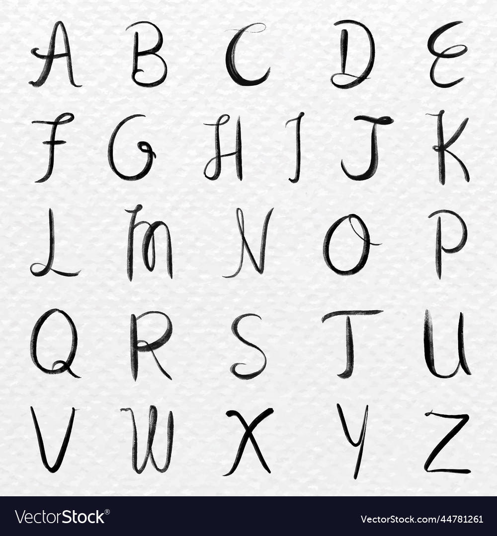 Cursive Capital Alphabet Set Calligraphy Font Vector Image