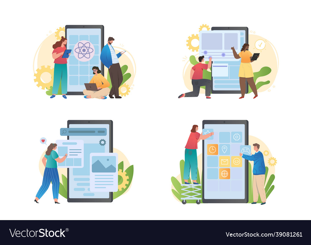 Development mobile application collection Vector Image