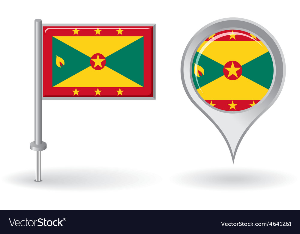 Grenada pin icon and map pointer flag Royalty Free Vector