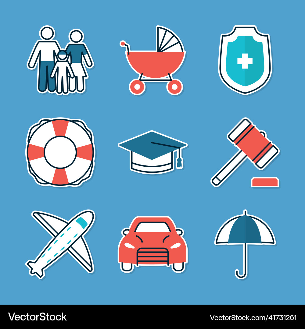 Icon set of insurance Royalty Free Vector Image