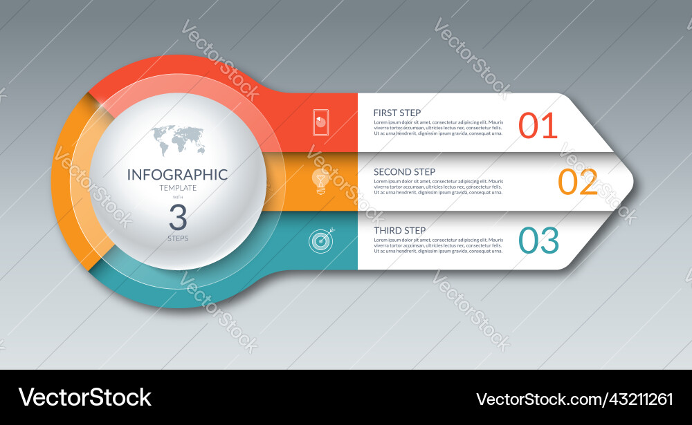 Infographic template with 3 steps options parts Vector Image
