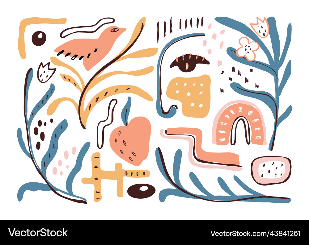 Matisse art style random organic shapes Royalty Free Vector