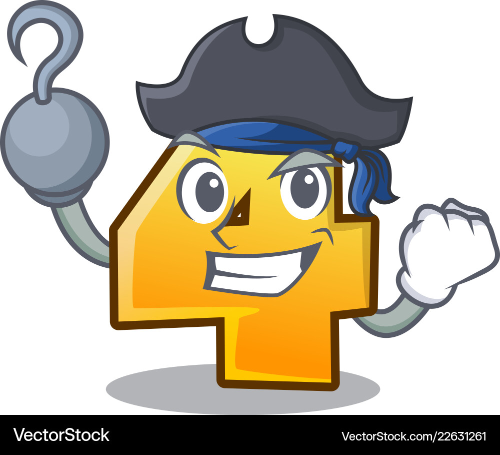 Pirate character number four on the wall Vector Image