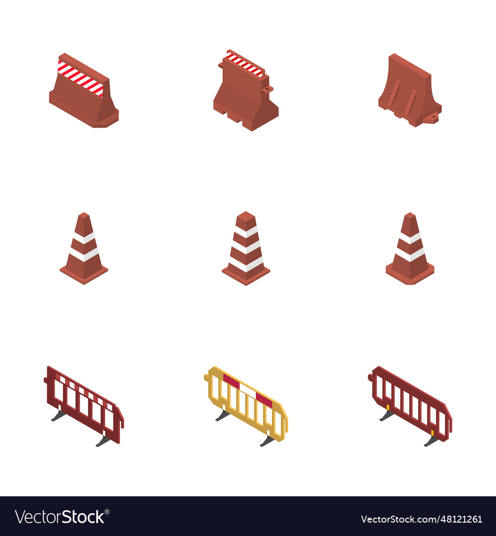 Under construction design elements flat 3d Vector Image