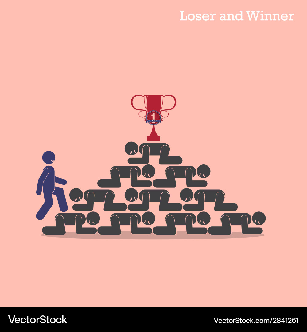 Winner walk over stairs loser concept Royalty Free Vector