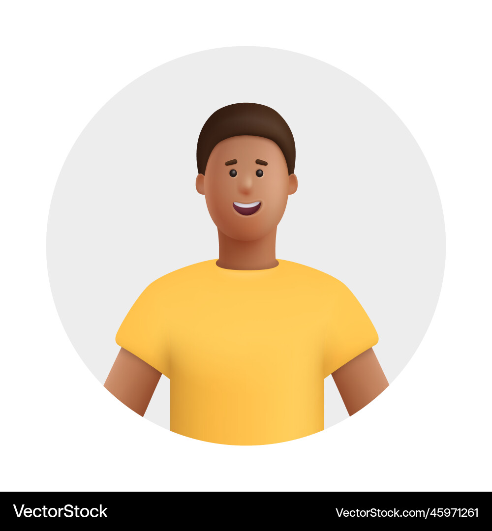 Young smiling african man avatar 3d people Vector Image