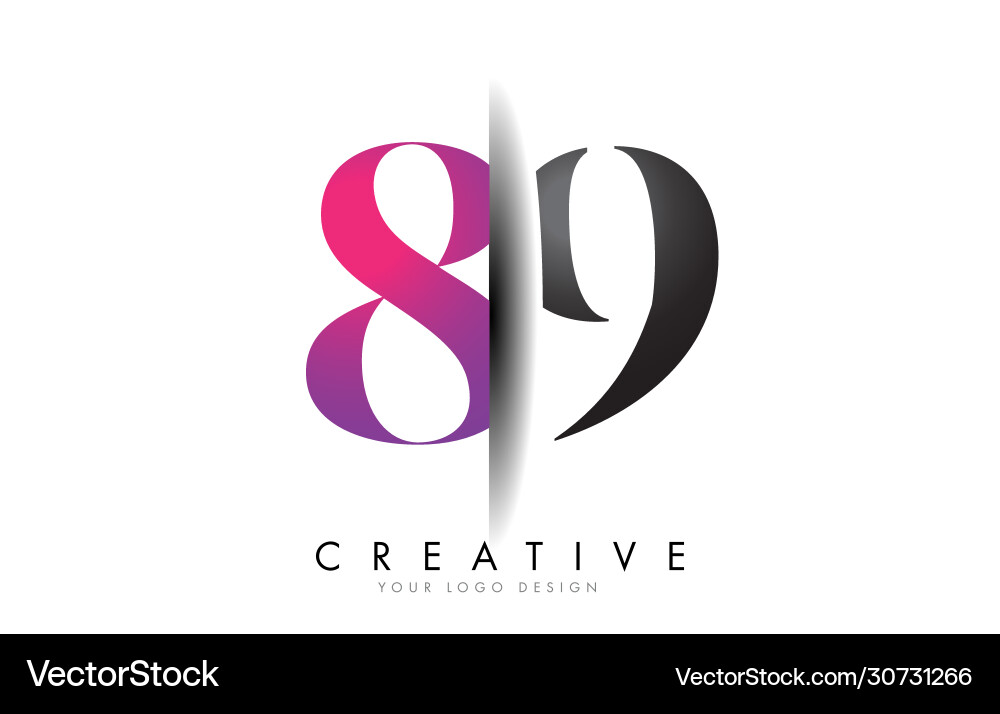 89 8 9 grey and pink number logo with creative Vector Image
