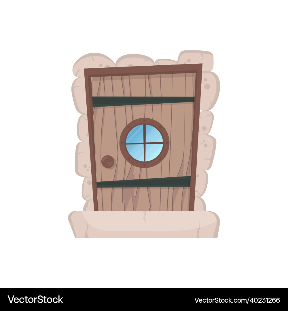 Antique rectangular wooden entrance door Vector Image