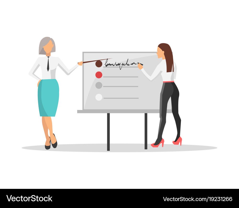 Business train and two women Royalty Free Vector Image