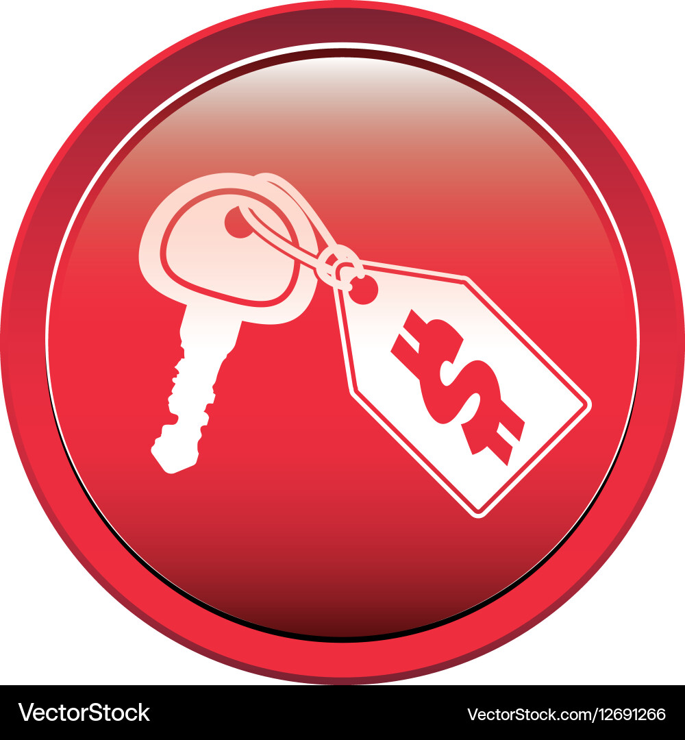 Button with price tag icon dollar and keys Vector Image