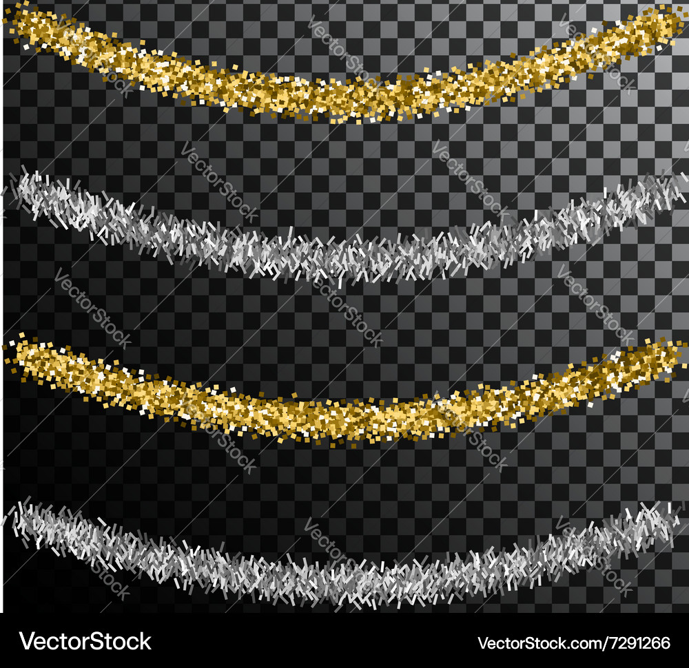 Christmas tree tinsel gold and silver decoration Vector Image