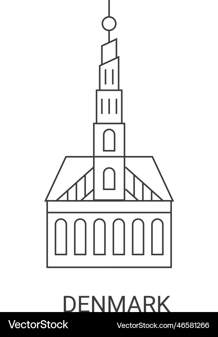 Denmark travel landmark Royalty Free Vector Image