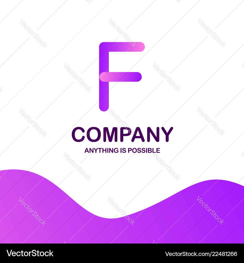 F company logo design with purple theme Royalty Free Vector