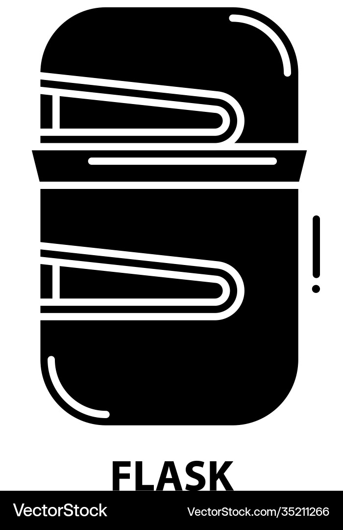 Flask symbol icon black sign with editable Vector Image