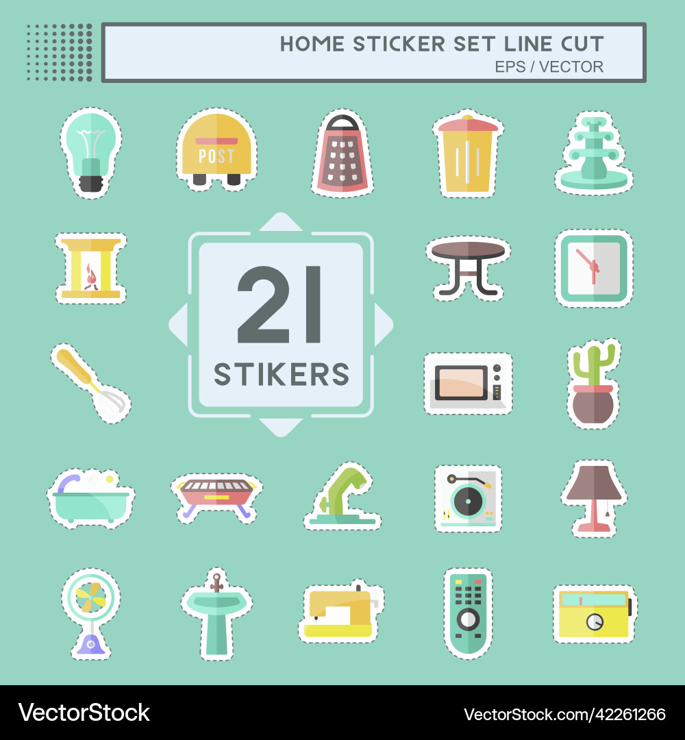 Home sticker line cut set suitable for education Vector Image