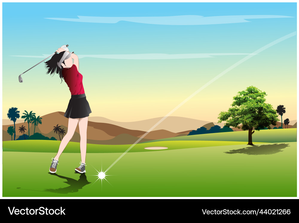 Little girl playing golf Royalty Free Vector Image