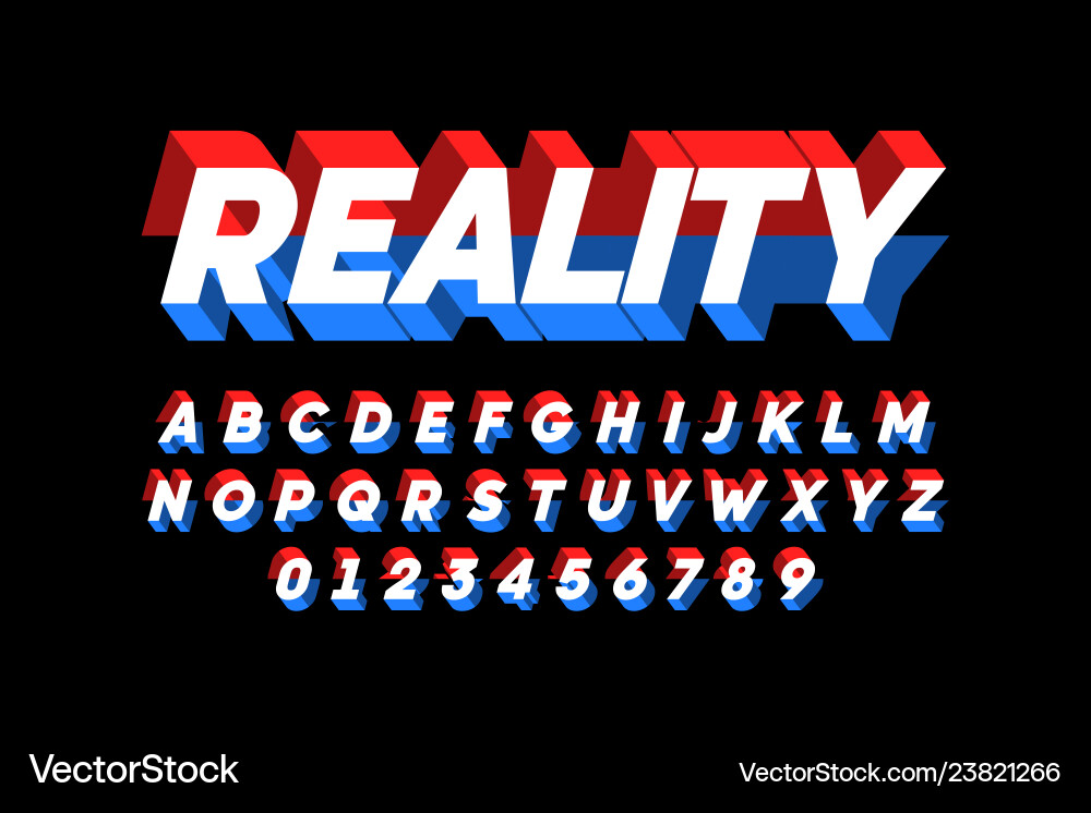 Modern bold 3d font design alphabet letters and Vector Image