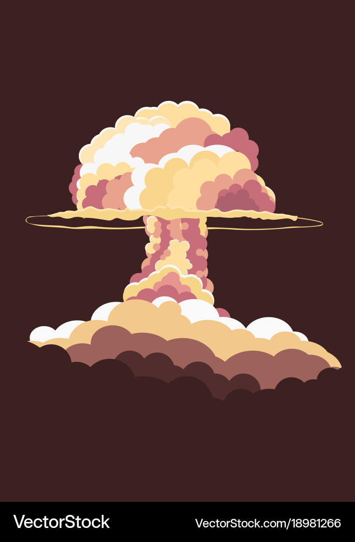 Nuclear explosion cartoon retro poster mushroom Vector Image