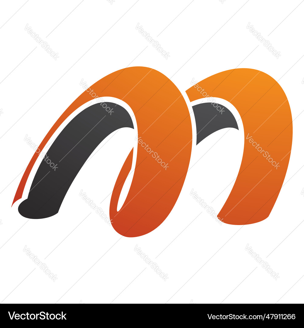 Orange and black spring shaped letter m icon Vector Image