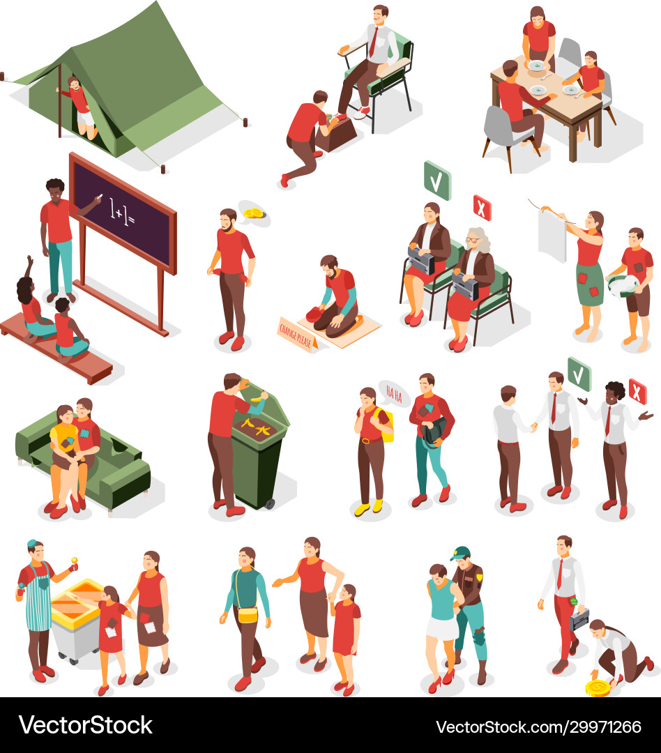 Social inequality isometric icons Royalty Free Vector Image