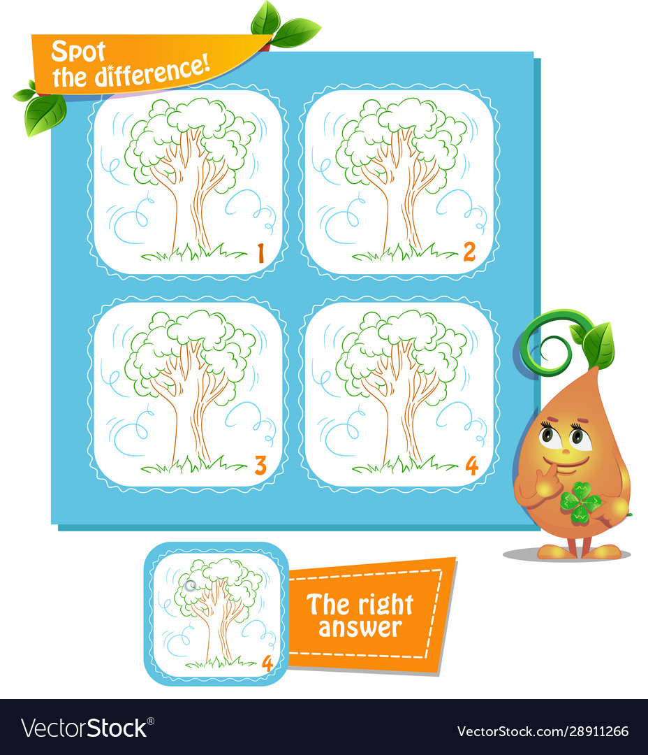 Spot difference tree in wind Royalty Free Vector Image