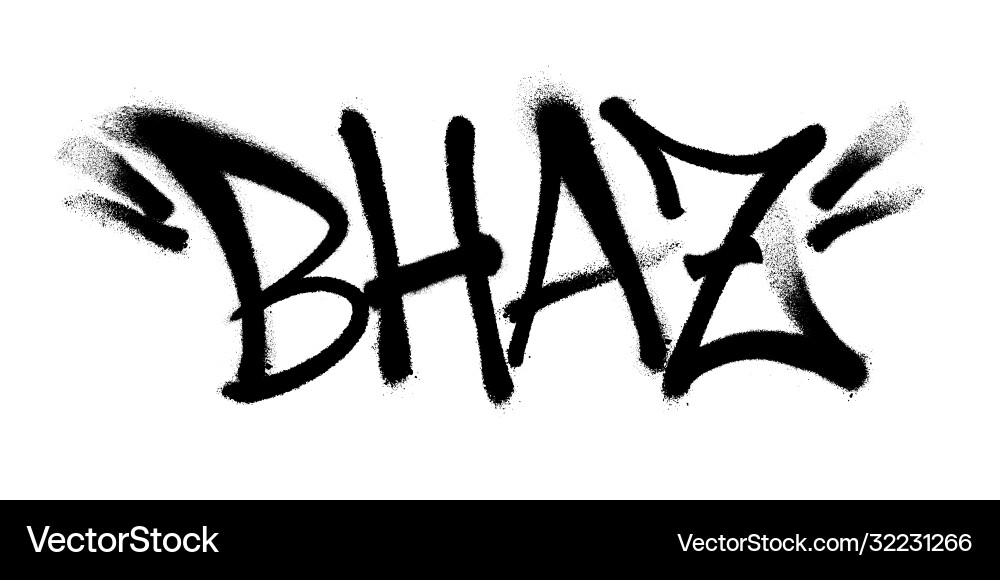 Sprayed bhaz font graffiti with overspray in black