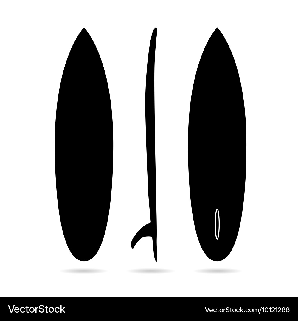 Surfboard set in black color water Royalty Free Vector Image