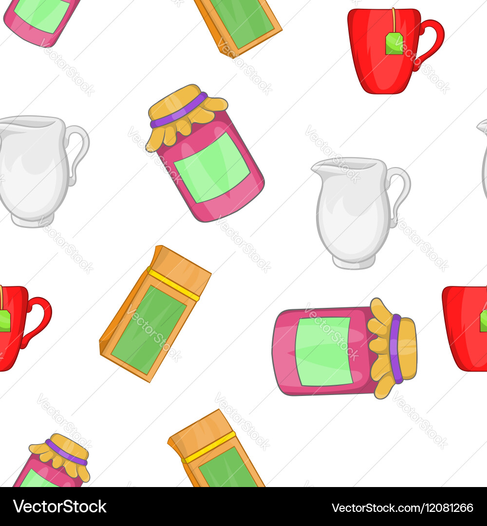 Tea pattern cartoon style Royalty Free Vector Image