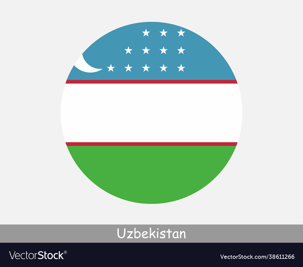 Uzbekistan round circle flag Royalty Free Vector Image