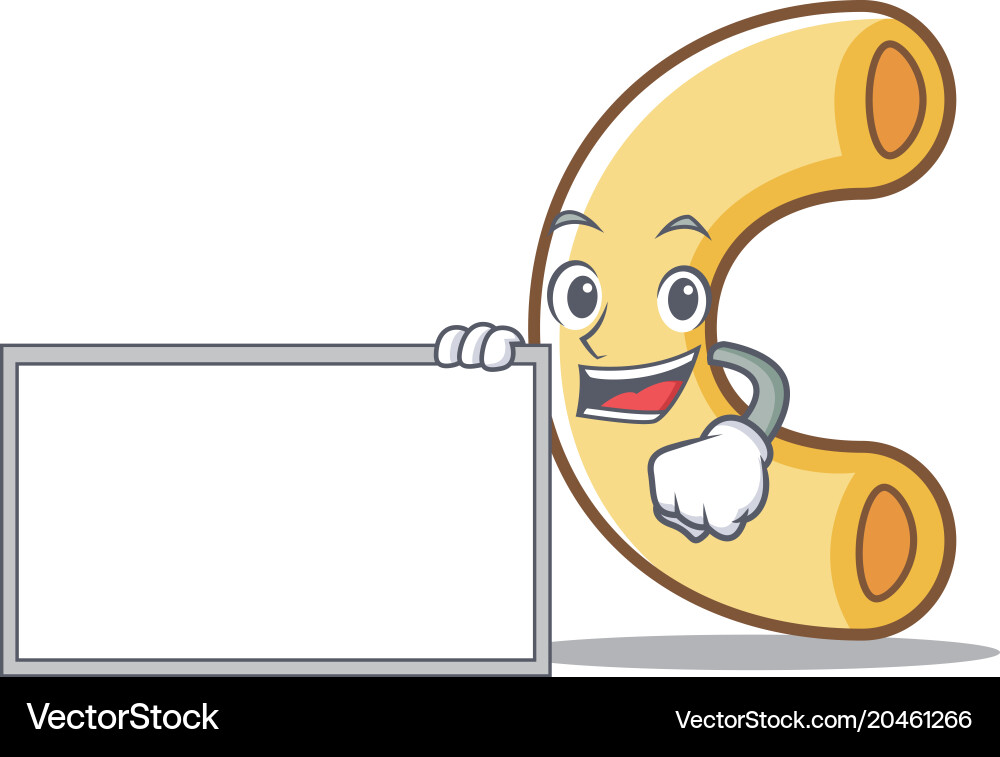 With board macaroni character cartoon style Vector Image
