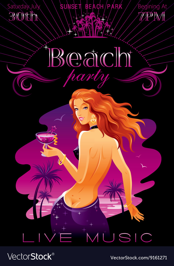 Beach Party Poster Royalty Free Vector Image Vectorstock