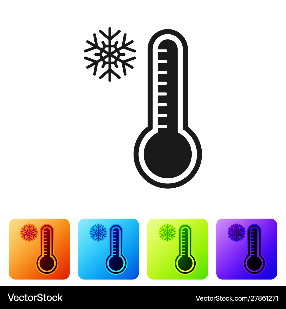 Black meteorology thermometer measuring heat Vector Image