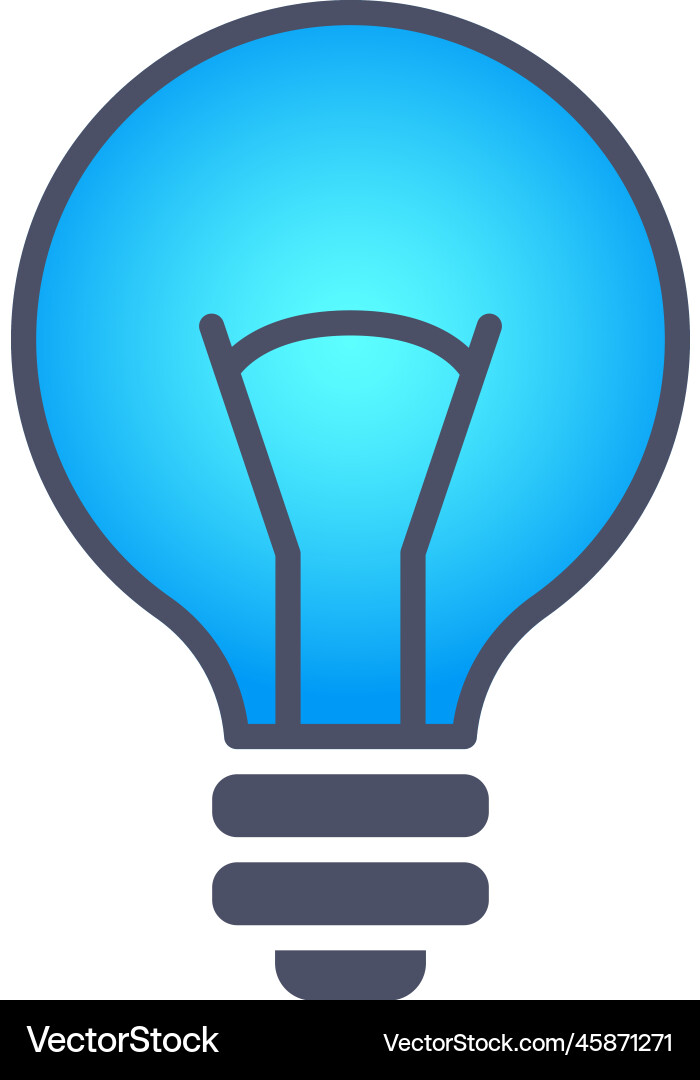 Blue light bulb icon electric lamp logo Royalty Free Vector