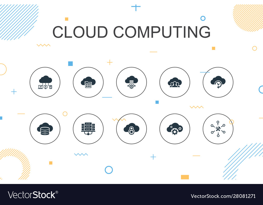Cloud computing trendy infographic template thin Vector Image