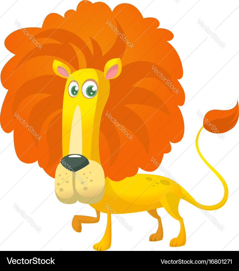 Cute cartoon lion character Royalty Free Vector Image