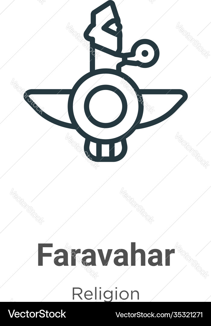 Faravahar outline icon thin line black Royalty Free Vector
