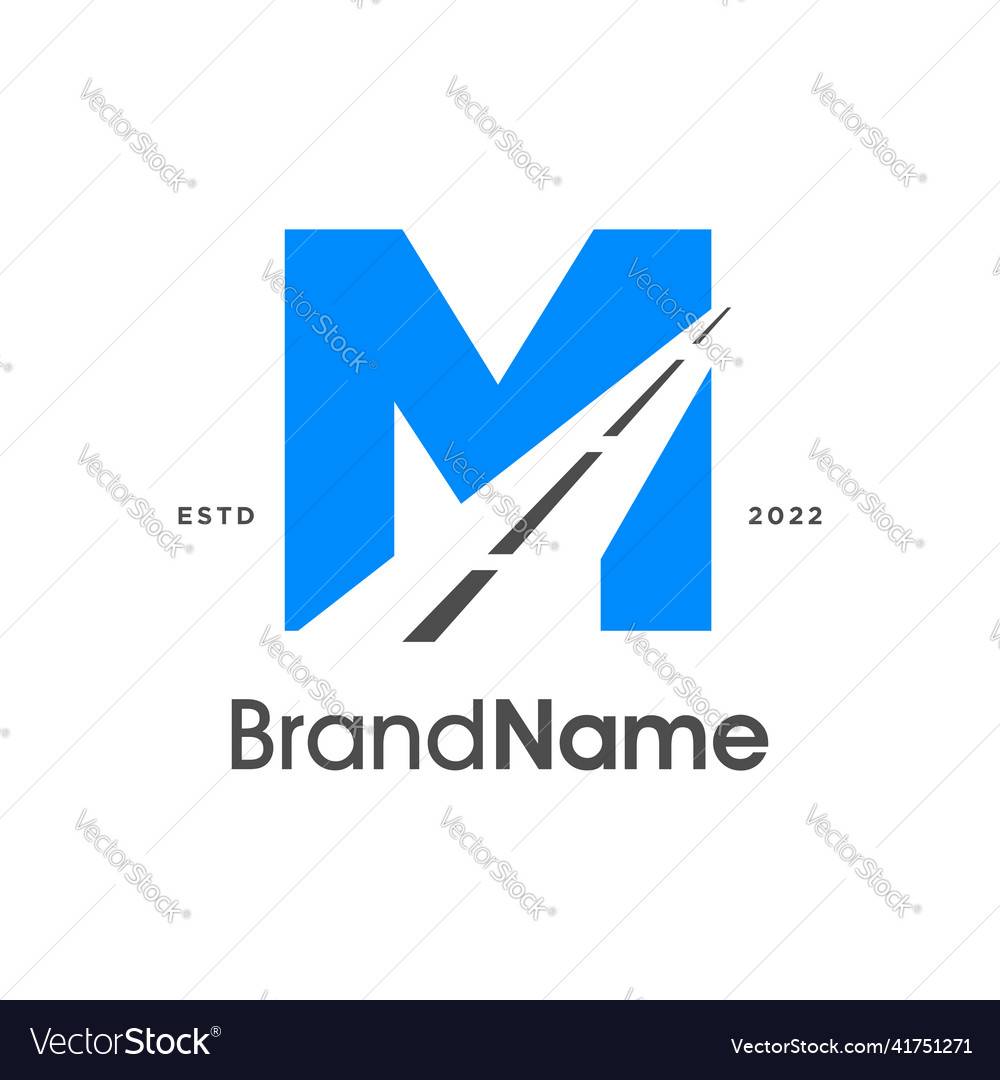 Initial m road Royalty Free Vector Image - VectorStock
